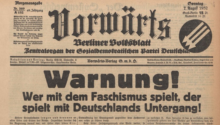 SPD-Zeitung: Wie der „Vorwärts“ 1932 vor Hitler warnte