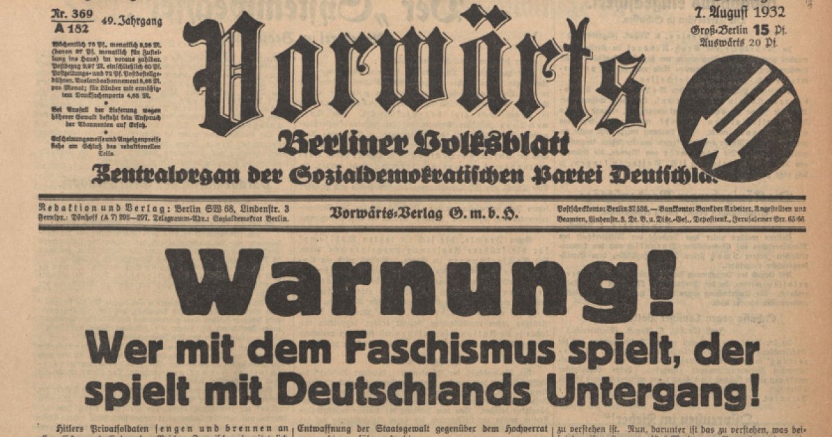 SPD-Zeitung: Wie der „Vorwärts“ 1932 vor Hitler warnte
